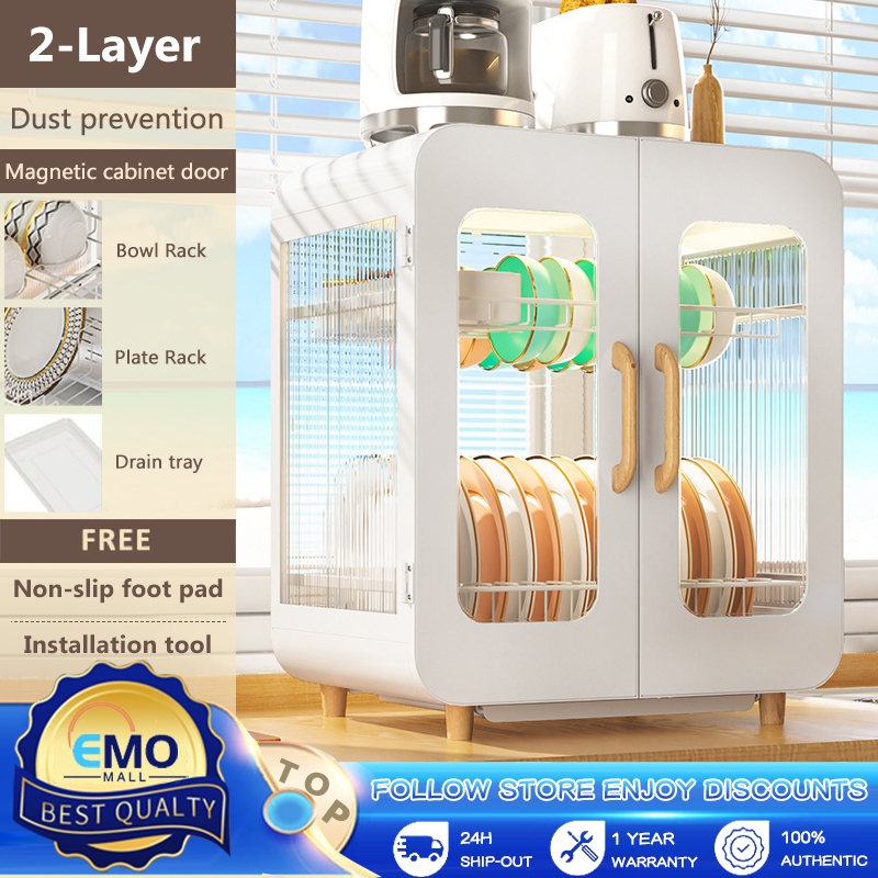 Kitchen Cabinet Metal Dish Rack Countertop Plate Rack Organizer Cabinet ...