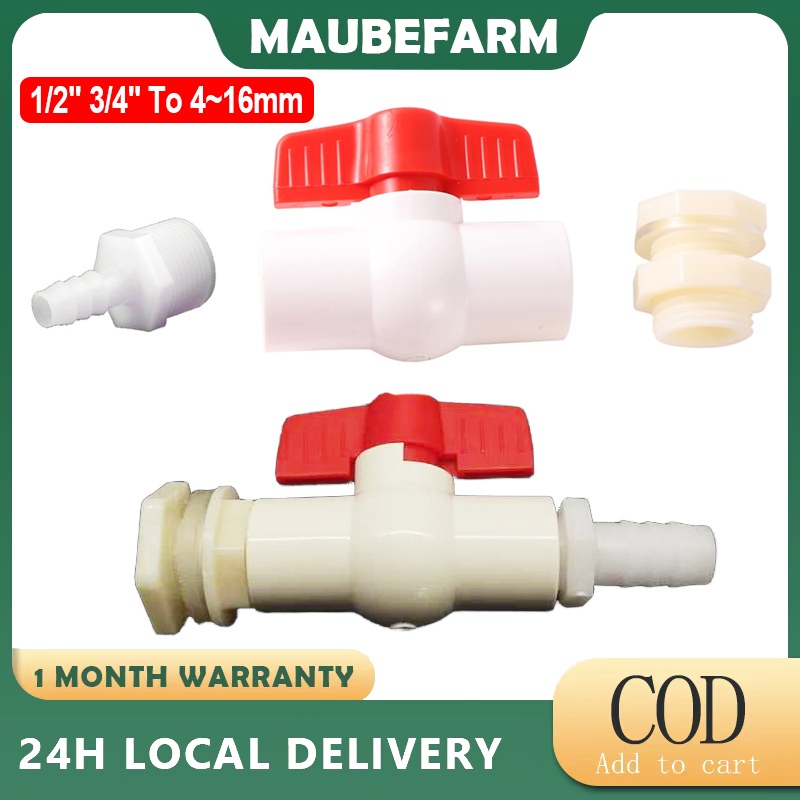 1Set 1/2" 3/4" To 8~16mm PVC Aquarium Inlet Water Drain Joint Valve DIY ...