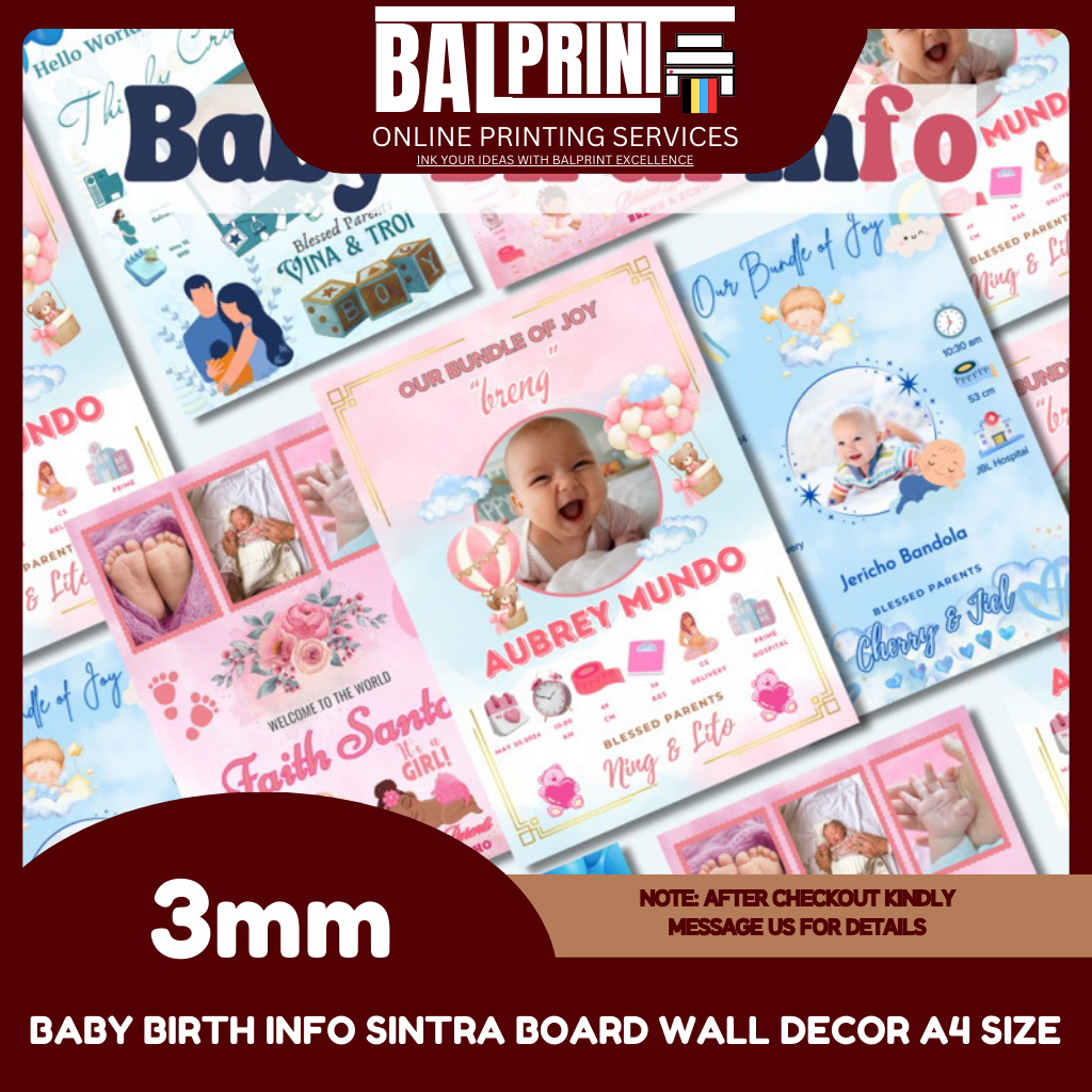BABY BIRTH INFO SINTRA BOARD WALL DECOR A4 SIZE | Shopee Philippines
