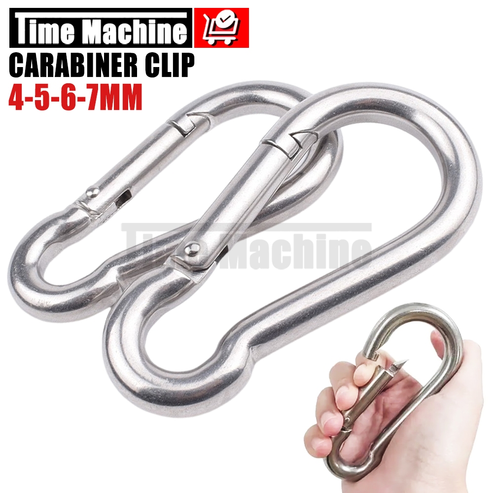Carabiner Heavy Duty Metal Clip Spring-Snap Hook D-Ring 4mm 5mm 6mm 7mm ...