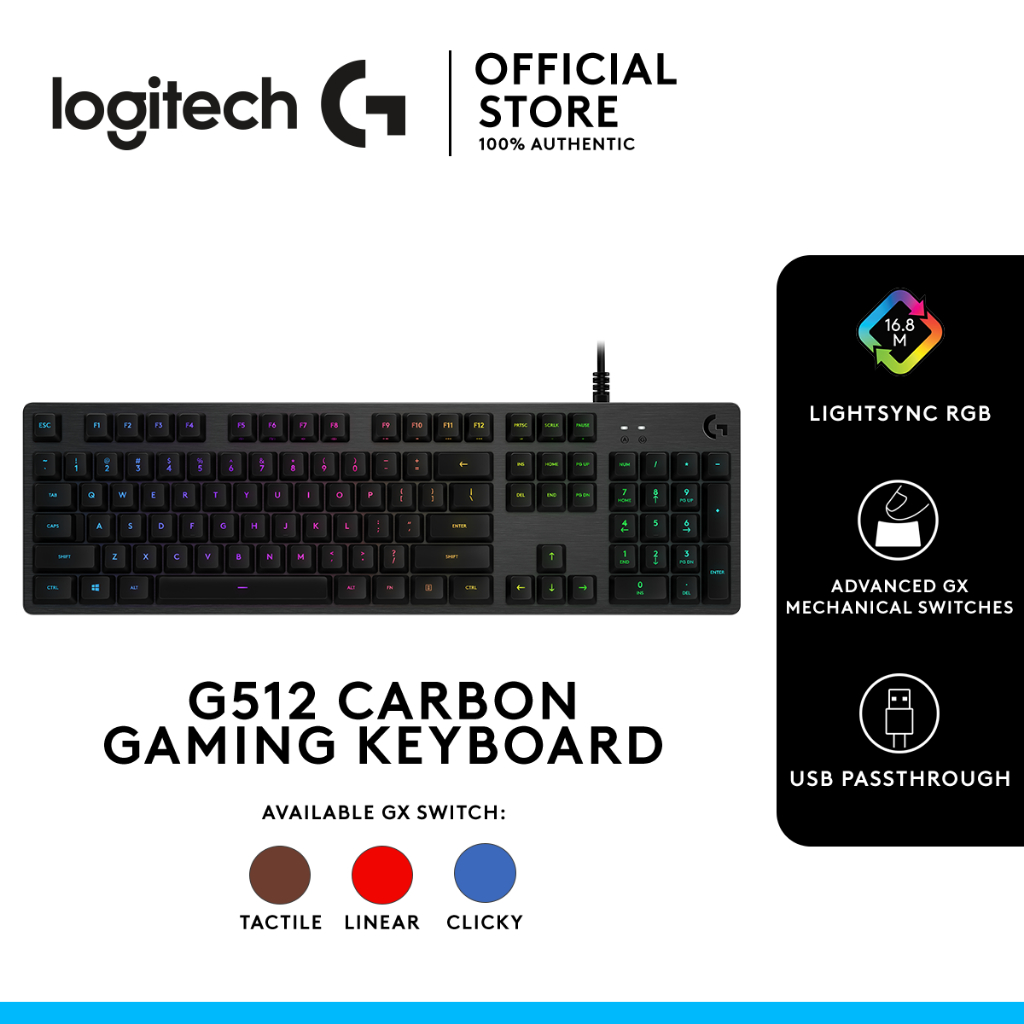 Logitech Gaming Keyboard G512 Carbon Lightsync RGB GX Switch Wired ...