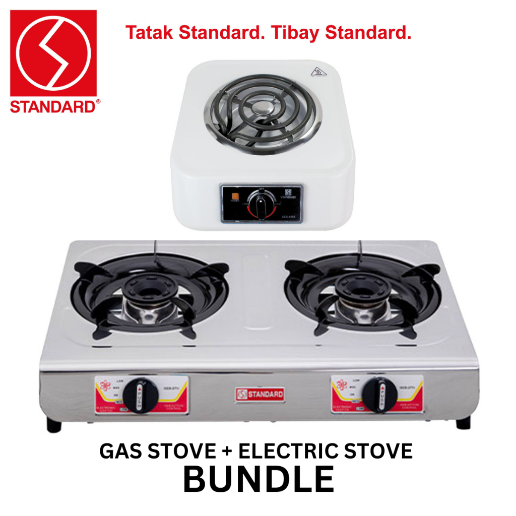 Standard Double Burner Gas Stove + Electric Stove Single Burner Bundle ...