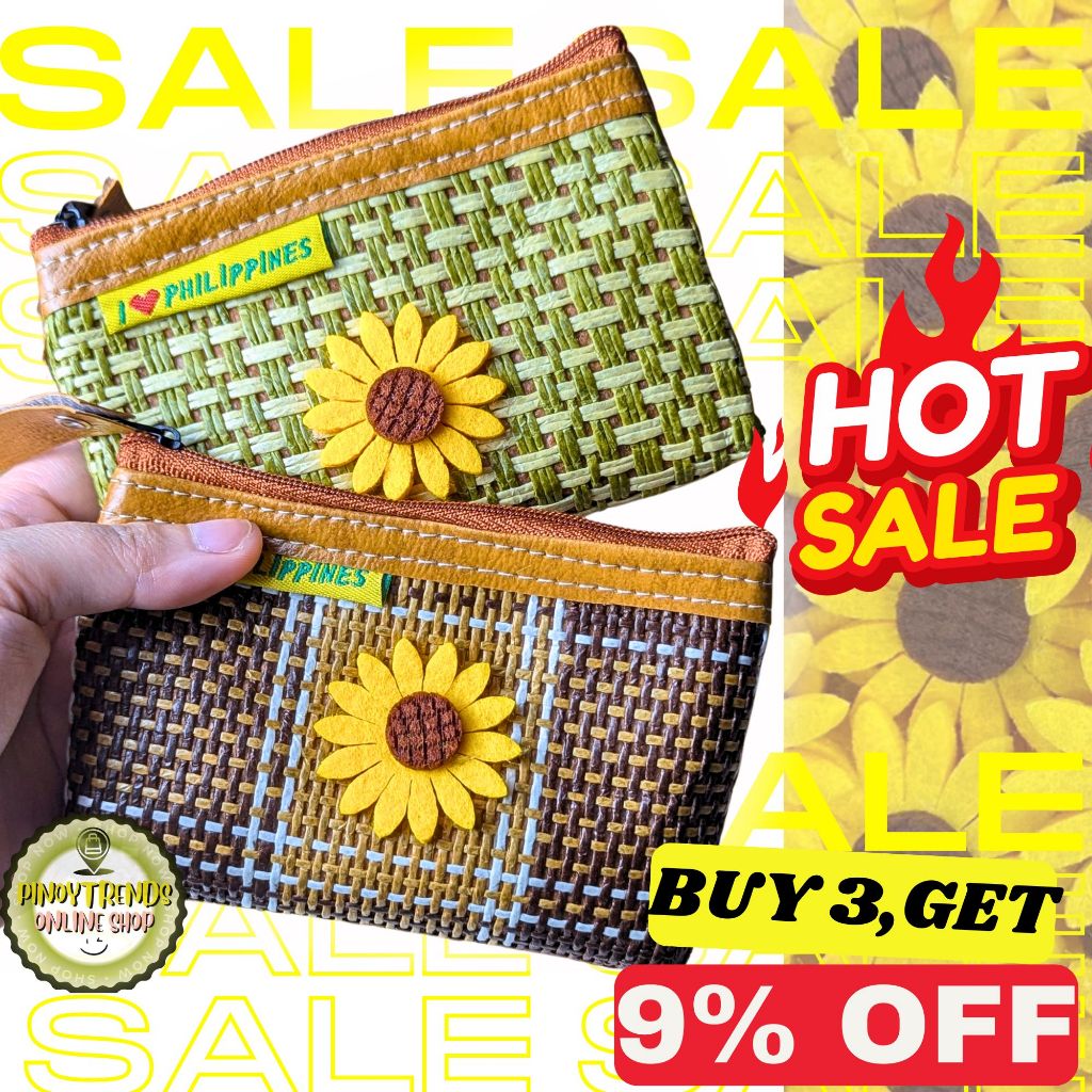 (WITH/WITHOUT TAG) Filipino Native Banig Coin Purse (with Sunflower ...