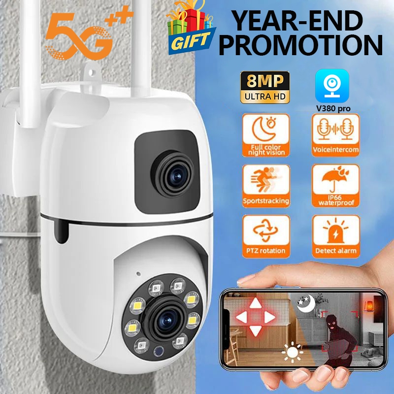V380 Pro Dual Lens CCTV Camera No WIFI Needed 5G Phone 8MP HD Wireless ...