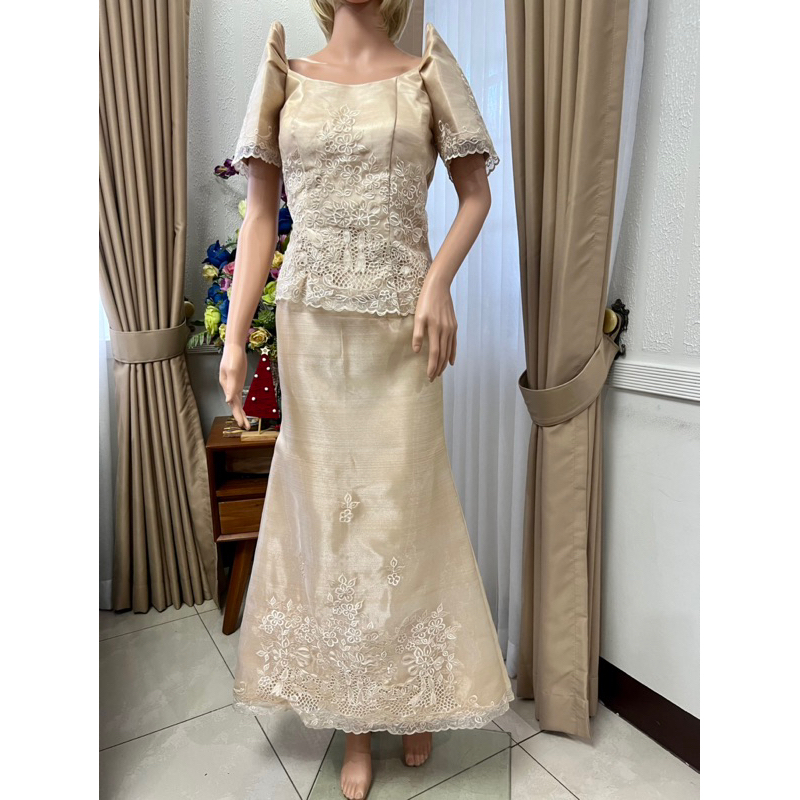 Filipiniana Pinya Look Mestiza Blouse and Skirt Embroidery | Shopee ...