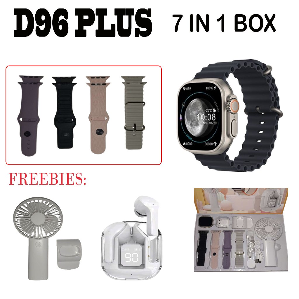 7 in 1 Gift Box D96+ Smartwatch with Many Features and Straps | Shopee ...
