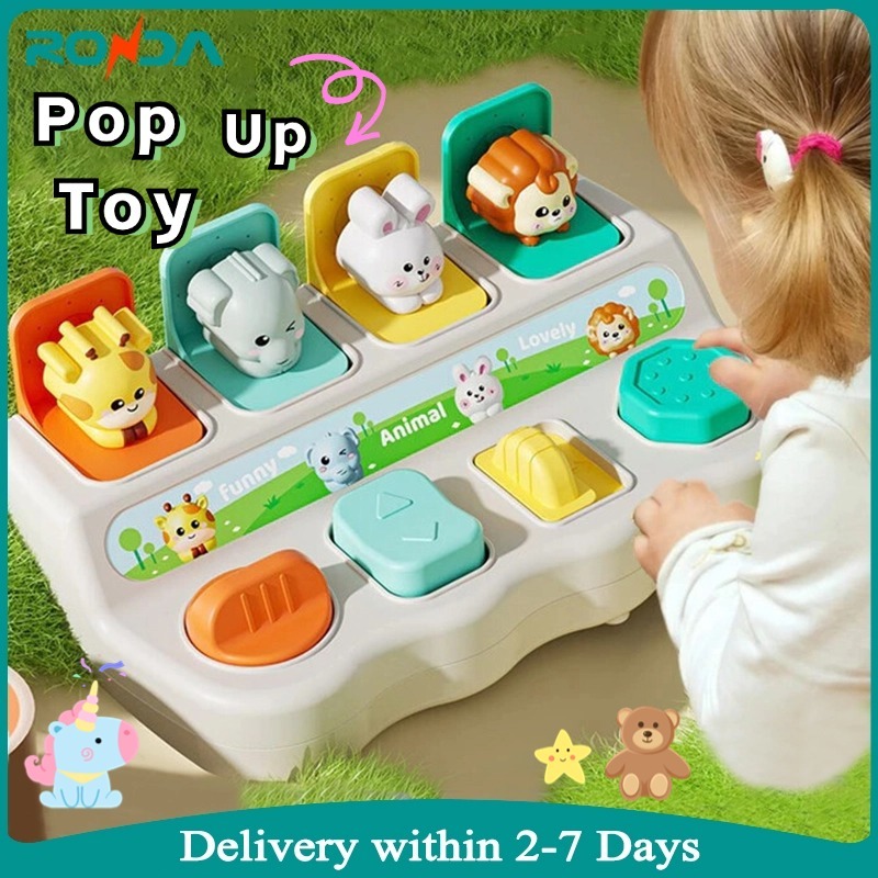 Baby Interactive Pop Up Animals Toy Musical Peekaboo Animal Pop Up ...