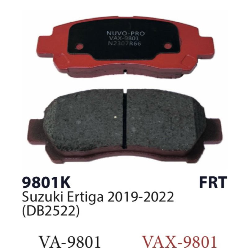BRAKE PAD FRONT SUZUKI ERTIGA 2019-2022 (DB2522) VA-9801 / VAX-9801 ...