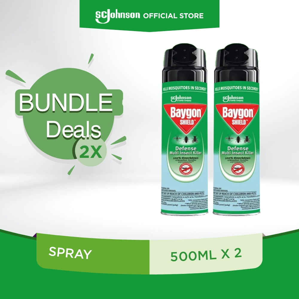 Baygon Shield Defense Multi-Insect Killer Twin (500ml x 2) | Shopee ...
