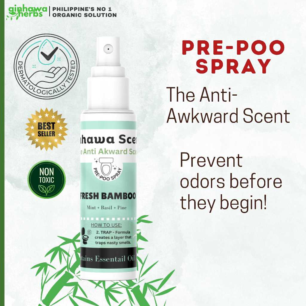 Poop Spray Odor Buster - Fresh Bamboo Essence Toilet Deodorizer, 60ml ...