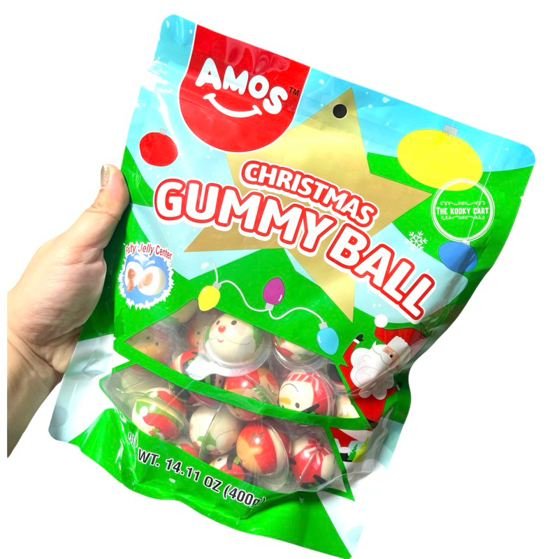 Amos Christmas Gummy Ball Sweets Candy Fruit Jelly Center 400grams ...