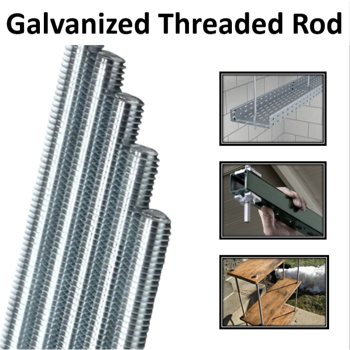1 Meter Galvanized Steel Fully Threaded Rod Hex Bolt 8-10mm, M8-M10 ...
