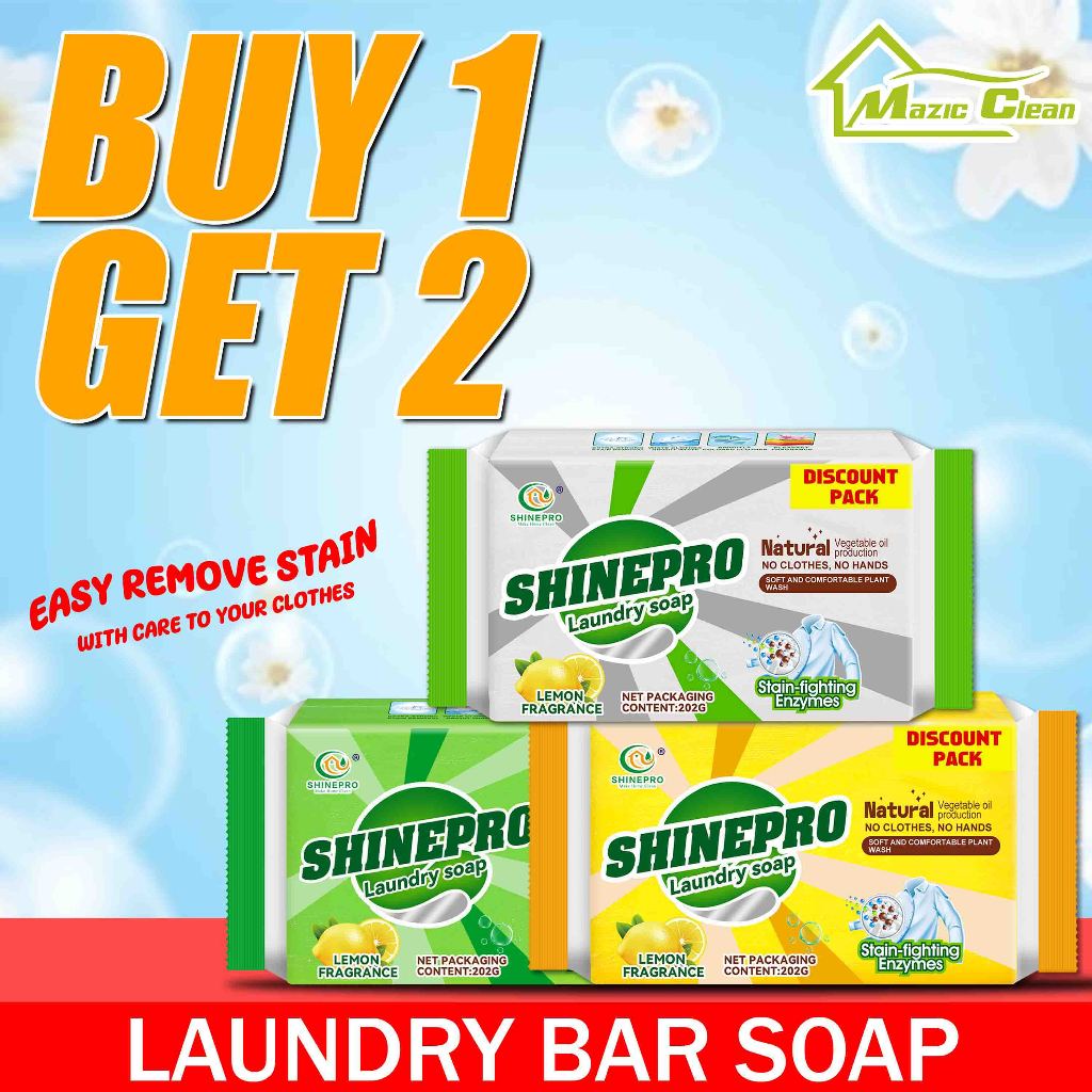 Buy1Get2 Laundry Bar Soap with Antibacterial, Removing Stain, Freshness ...