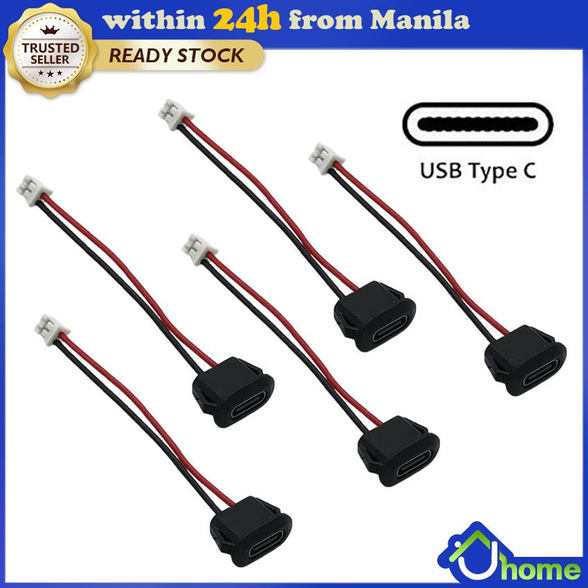 【SOYACAR】5pcs Type-C Female Chassis Waterproof 2P Wire Type USB C ...