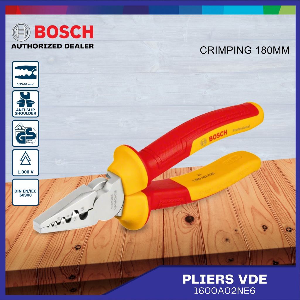 Bosch Pliers VDE Crimping 180mm HT - 1600A02NE6 - Blue Power by ECL ...