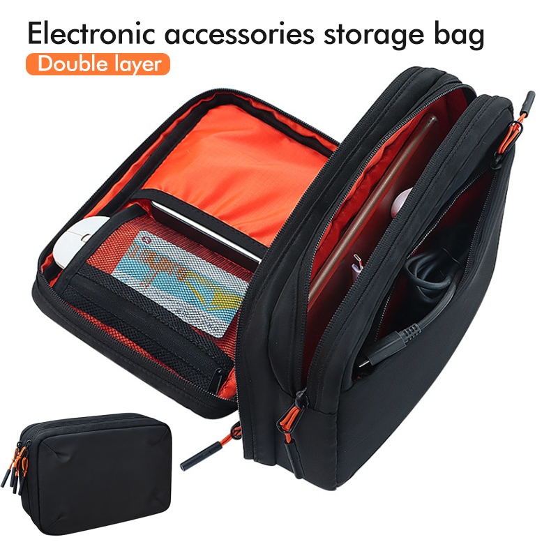 Double Layer Travel Organizer Laptop Chargers Case Business Charger ...