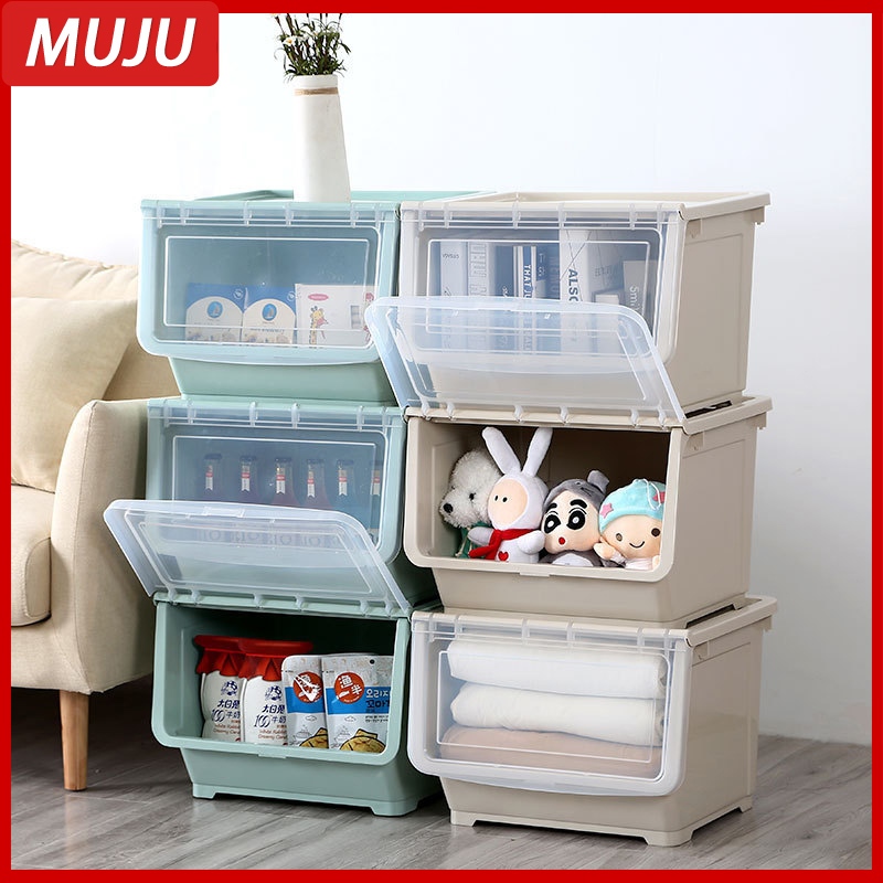 MUJU Flip Top Storage Box Front opening children's toy storage box ...