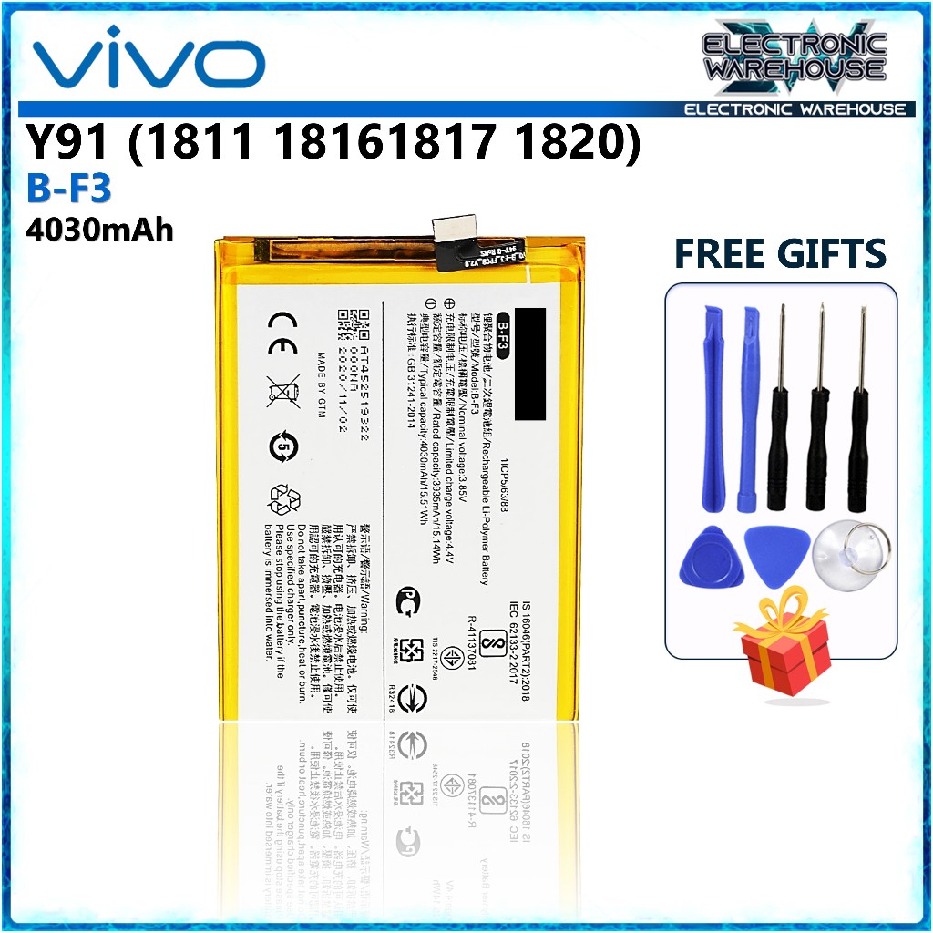 Battery for Vivo Y91 B-F3 | 1811 1816 1817 1820 | Shopee Philippines
