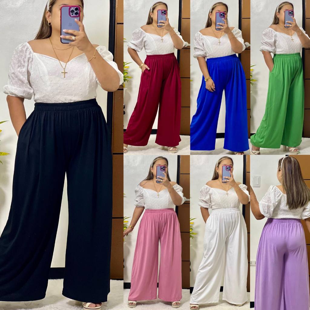 COTTON WIDE LEG PANTS PLUS SIZE L-4XL BY Taytayclothingshop.ph | Shopee ...