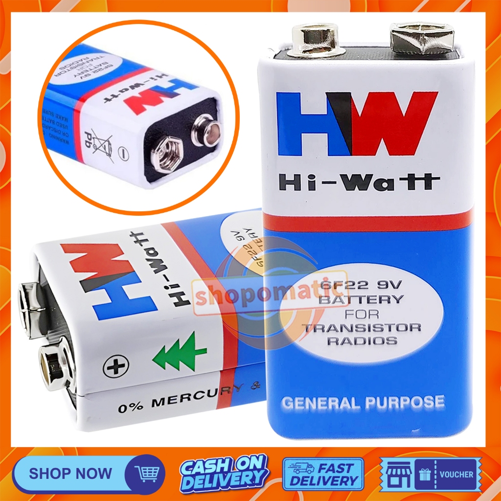 SHOPOMATIC COD ORIGINAL HIWATT 9V 9 VOLTS Heavy Duty Battery | Shopee ...