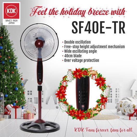 KDK SF40E-TR 16 Inch Stand Fan Adjustable Height (Tokyo Red) 3 YEARS ...