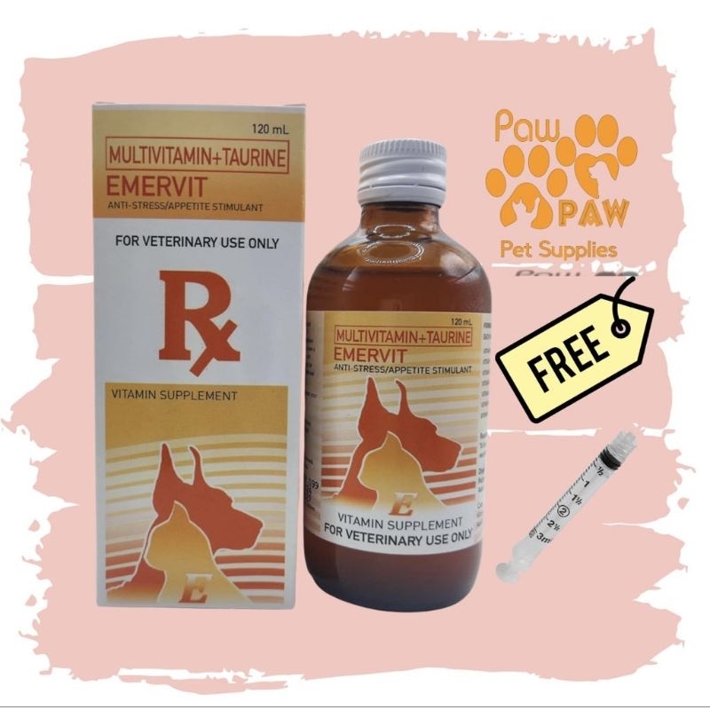 Emervit (Multivitamins + Taurine) 120ml Emervet (For Veterinary Use ...