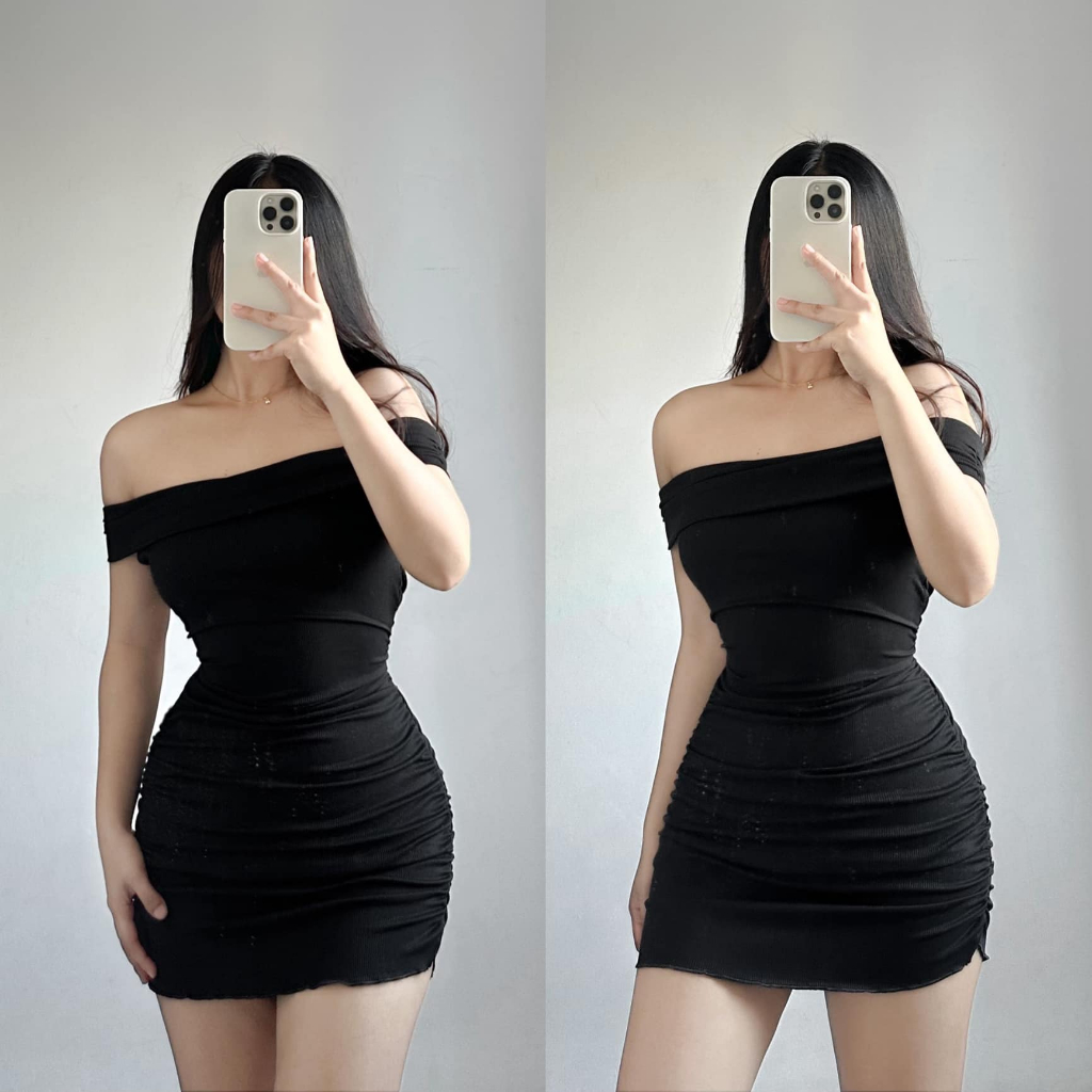 JER-JEN YASSIE PLAIN OFF SHOULDER MINI DRESS/SEXY FASHIONABLE TRENDY ...
