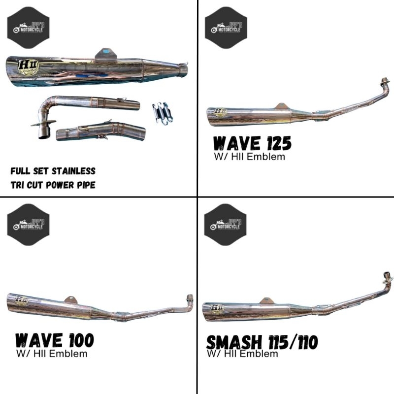 Stainless Power Pipe Big Elbow (TRI CUT) For Wave 100, Wave 125 & Smash ...