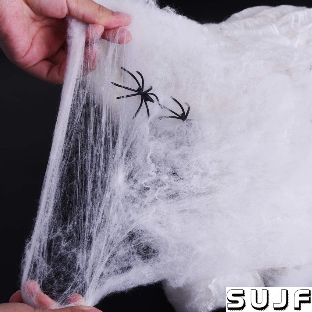 20g Halloween Decoration Cotton Artificial Spider Web White Stretchy Cobweb Scary Party Scene ...