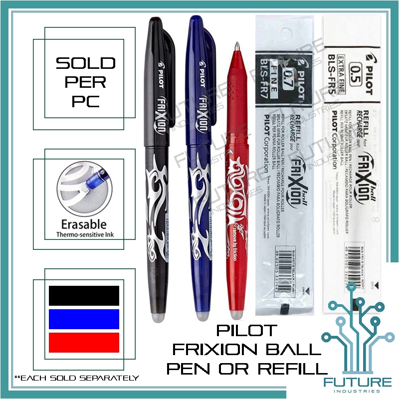 Pilot FriXion Ball Ballpen 0.5mm 0.7mm Erasable Gel Pens Fine Black ...