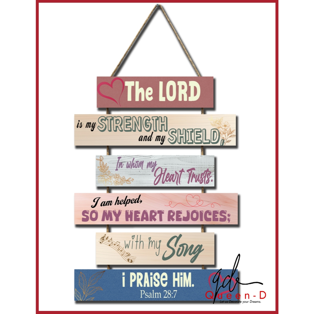 Psalm 28:7 The Lord is my Strength Bible Verse Wall Art Wooden Hanging ...