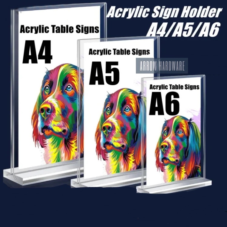 A6 A5 A4 Acrylic Sign Holder, Double Side Clear T Shape Acrylic Table ...
