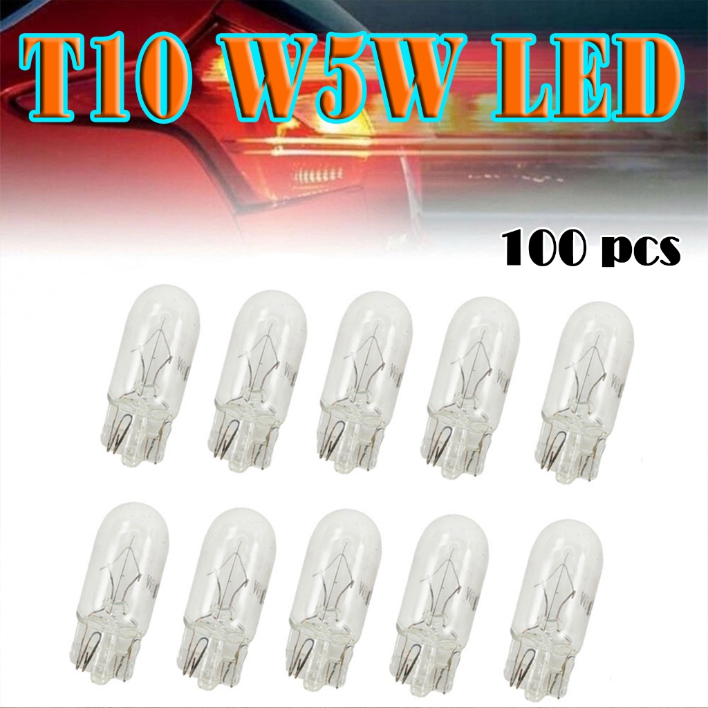 100 pcs 12V T10 W5W LED Clear Wedge Light Bulbs Car Wedge Parking Light ...