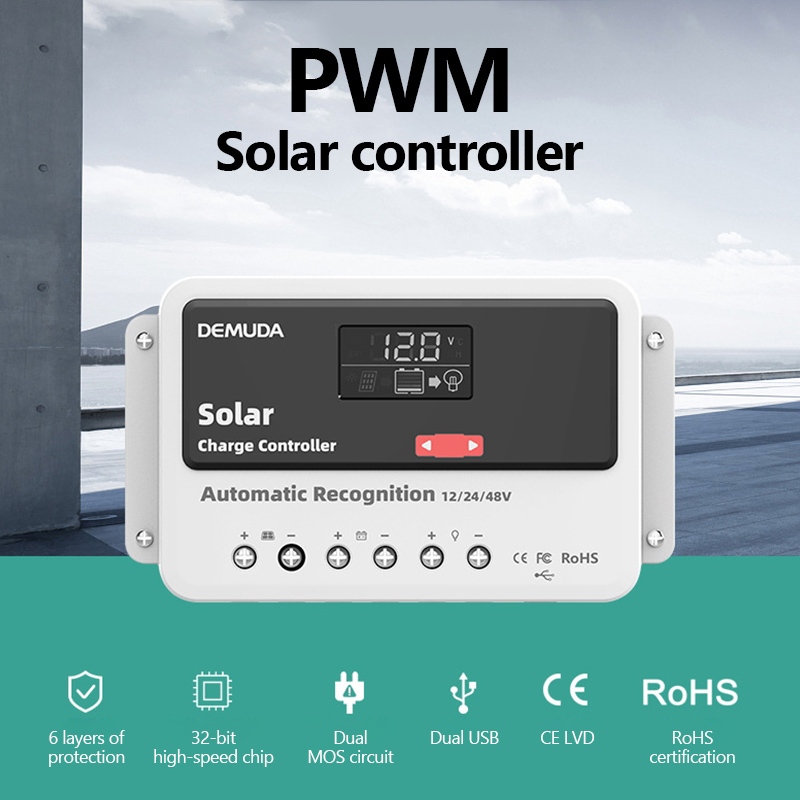 PWM 30A 20A Solar Panel Charge Controller For 12v 24v Battery With Dual ...