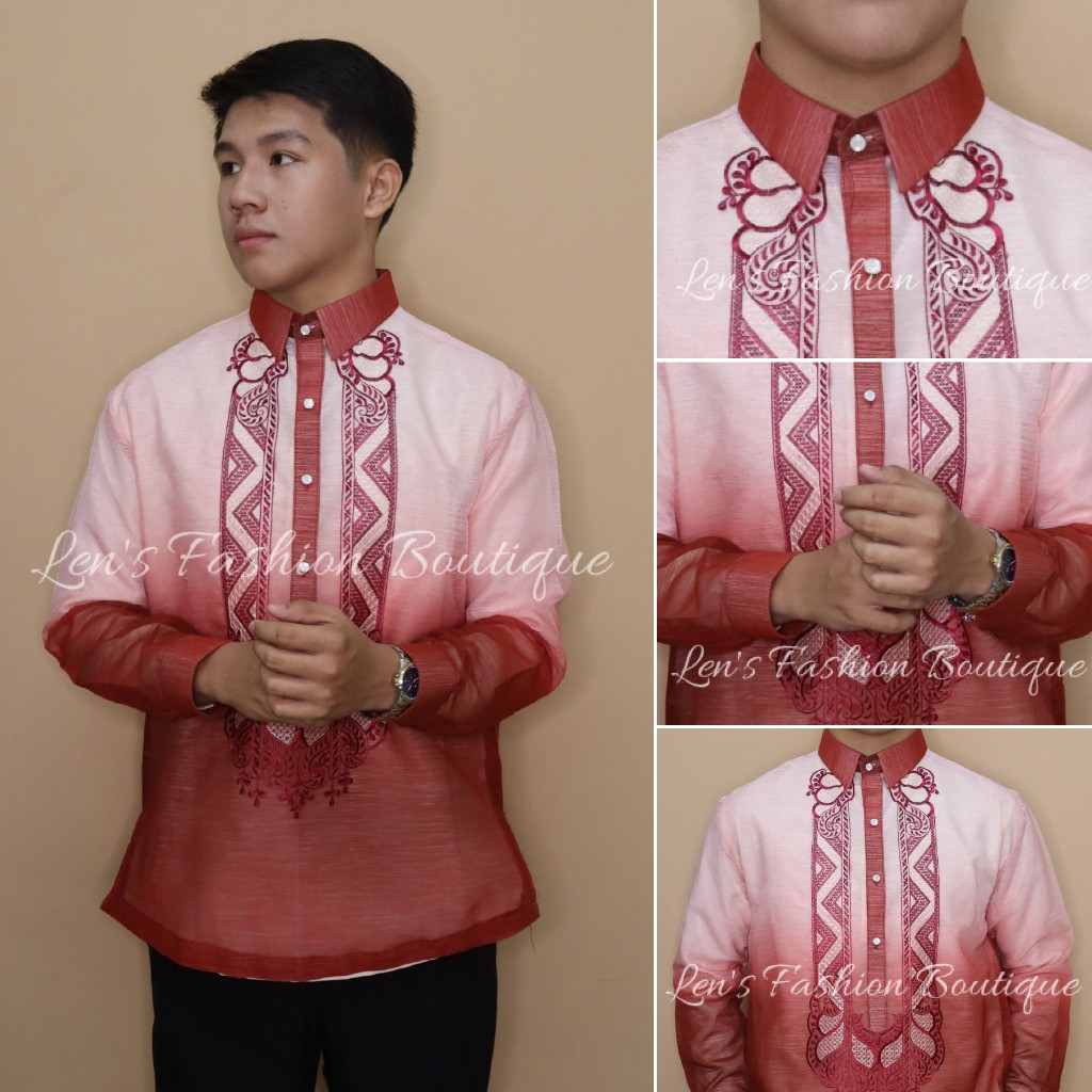 High Quality Monochromatic Barong - Maroon | Shopee Philippines