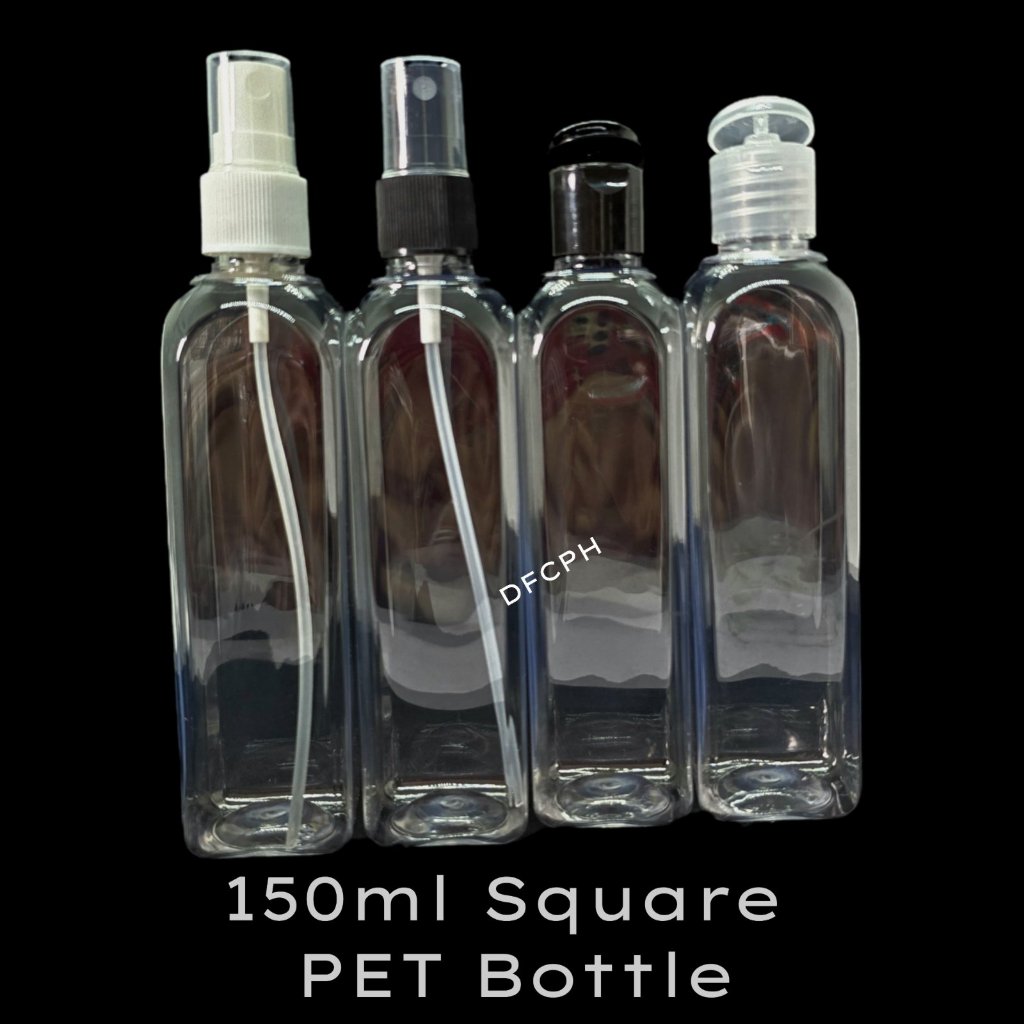 150ml Square plastic PET Bottle with Fliptop Cap/Spray For alcohol oil ...