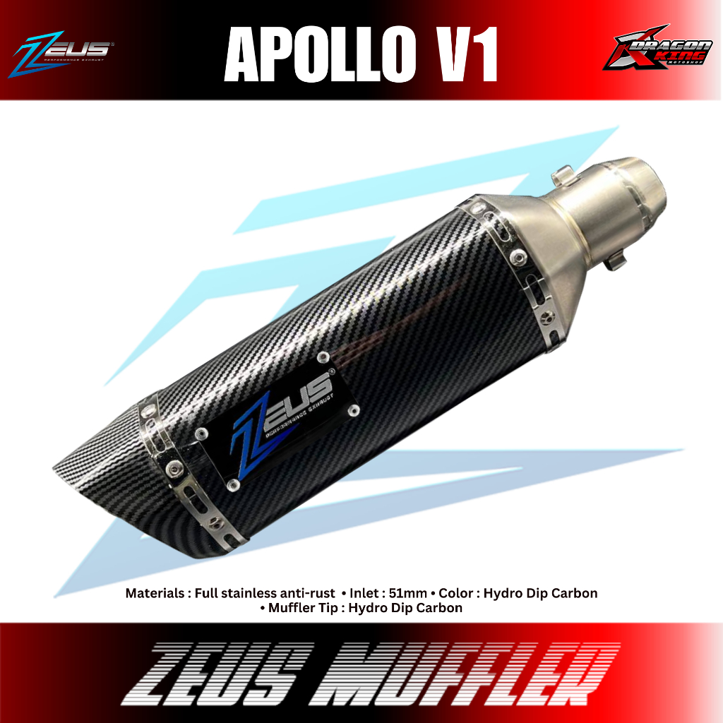 ZEUS APOLLO PERFORMANCE EXHAUST (FULL IMITATION CARBON) | Shopee ...