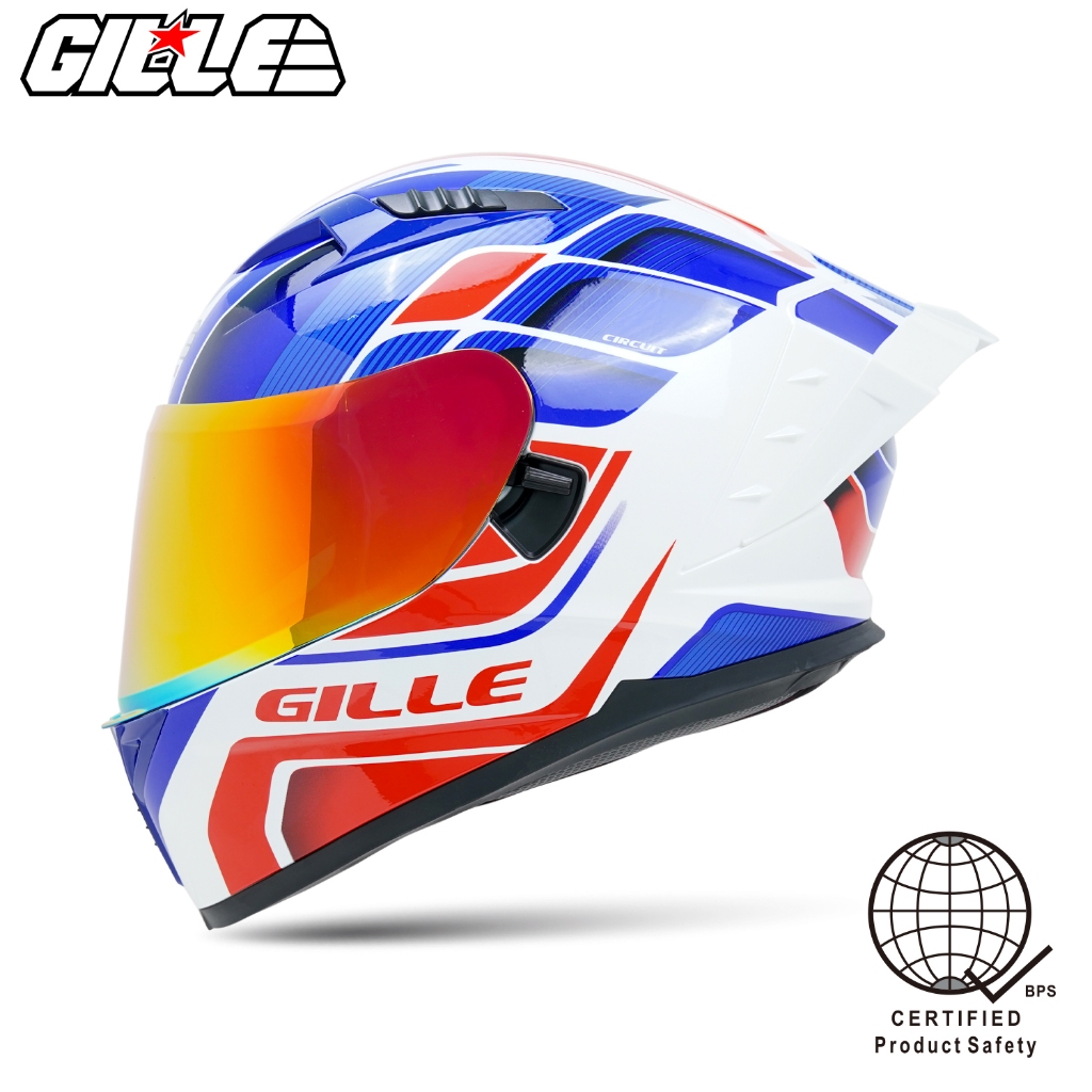 Gille FF012 Circuit Gauge Full Face Dual Visor Motorcycle Helmet ...