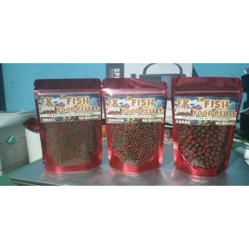 Fish Food Pellet In Resealable Pouch Small Medium Large Flakes 40gms ...