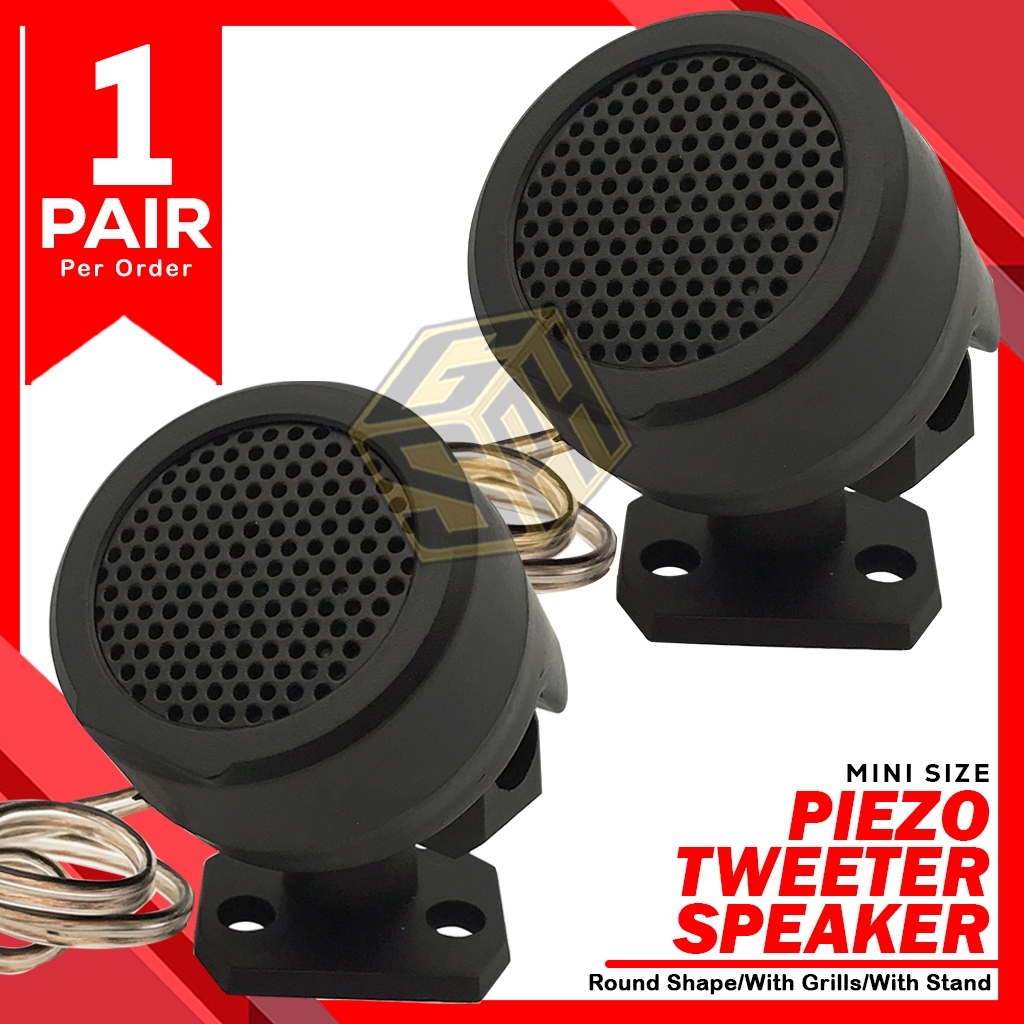 GS10 Speaker Tweeter Mini Piezo Tweeter Round With Stand & Grills (PAIR ...