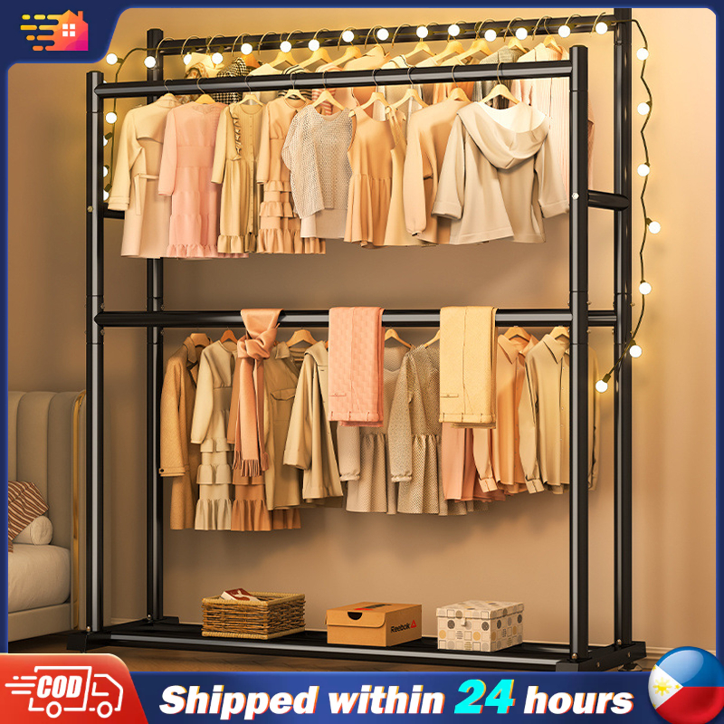 Heavy Duty Double Rod Clothes Hanger Rack, Multi-functional Sampayan ...