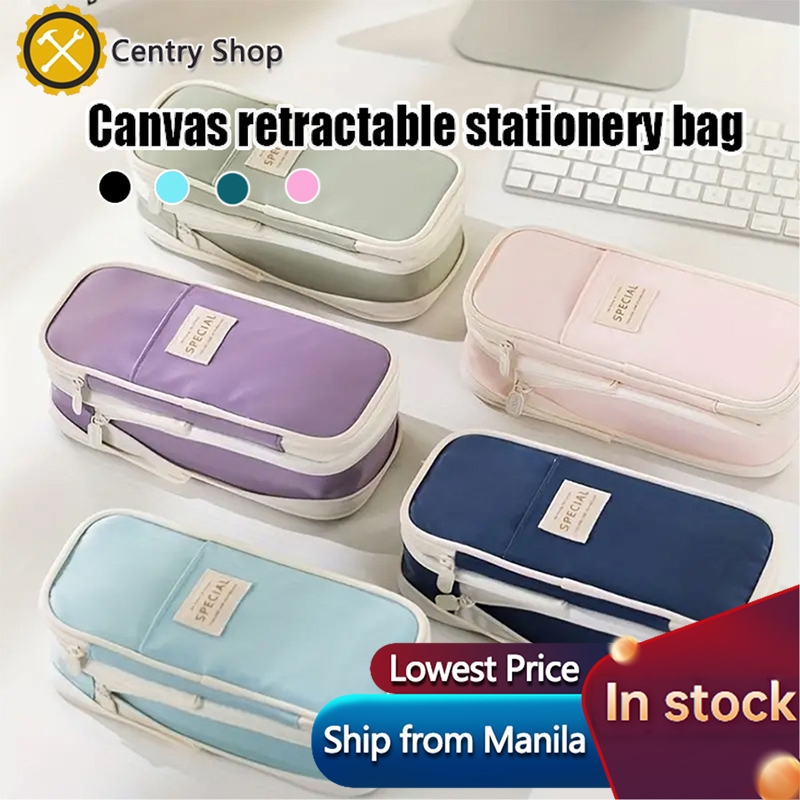 Foldable Pencil Case Zipper Canvas Pencil Pouch Pen Bag for Kids ...