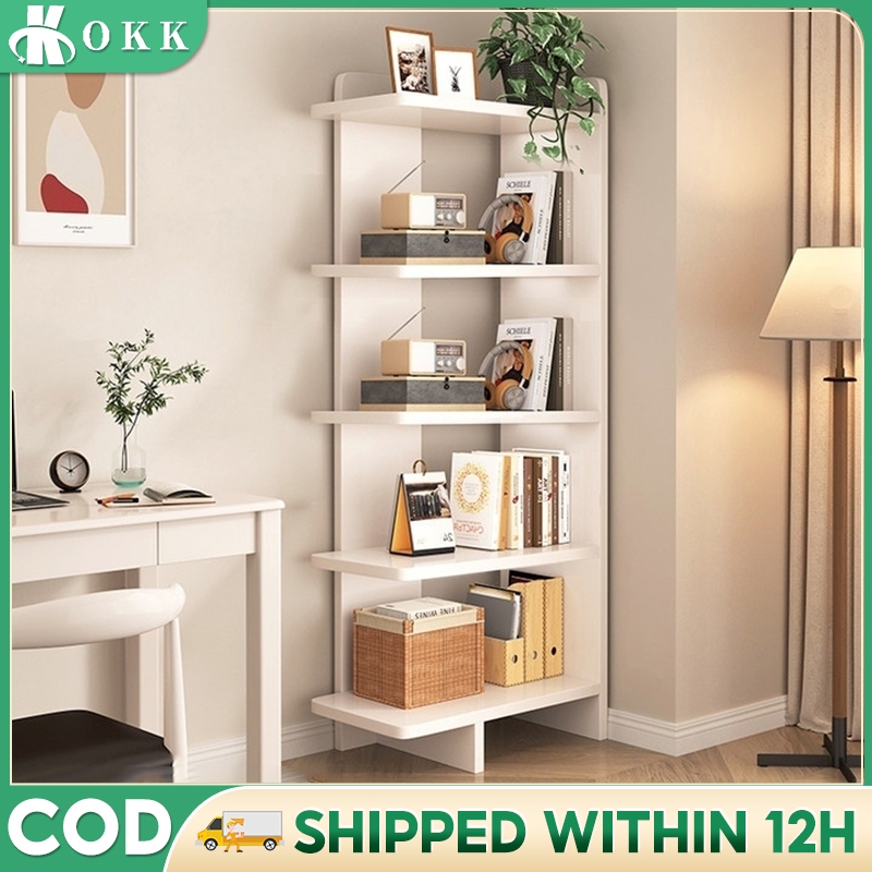 【3 Color】Wooden Book Shelf Corner Book Rack Multi-Layer Corner Storage ...