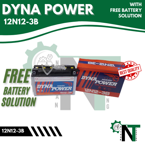 DYNA POWER 12N12-3B BATTERY (with free battery solution) | Shopee ...