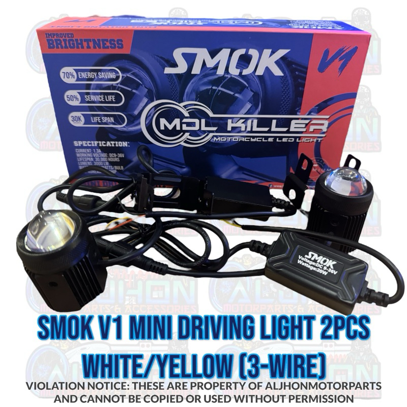 SMOK V1 MINI DRIVING LIGHT 2PCS WHITE/YELLOW (PINK BOX) | Shopee ...