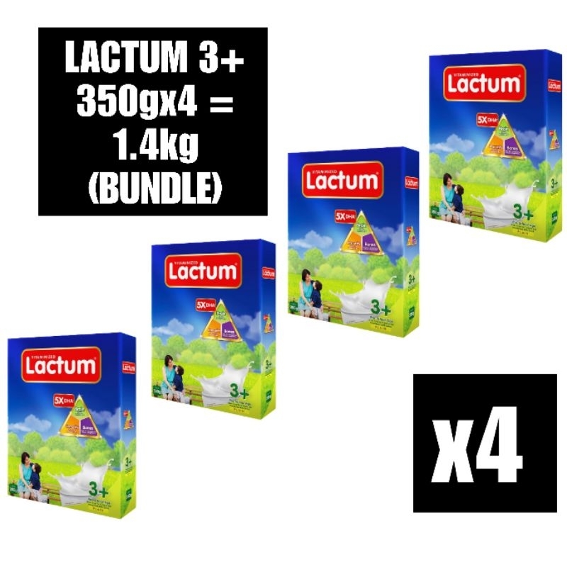 Lactum 3+ PLAIN 350g x 4 = 1.4kg (BUNDLE) | Shopee Philippines