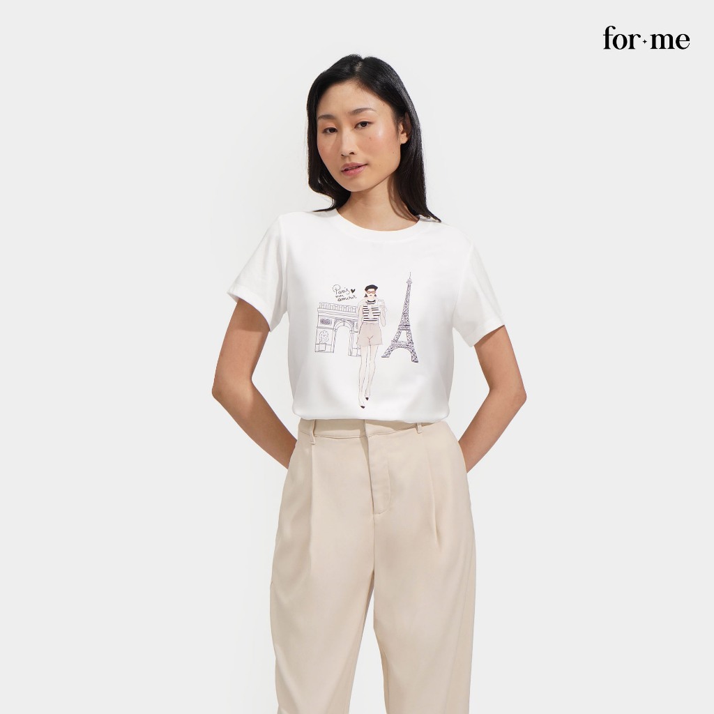 ForMe Woman Getaway Graphic Tee T-Shirt For Women (Off White) | Shopee ...