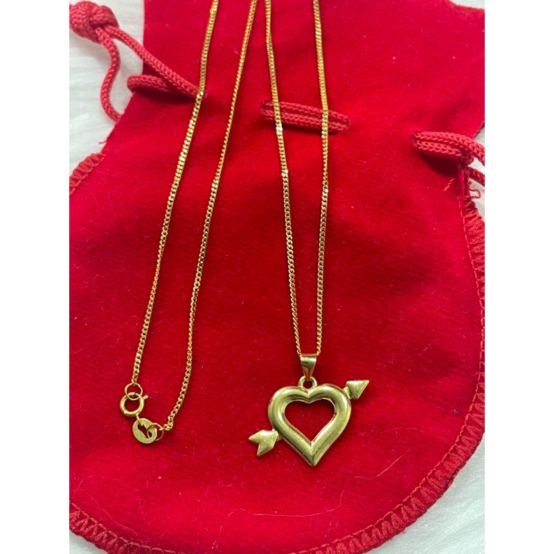 Cupid Heart Design Pendant and 20 inches Box Type Chain Necklace ...