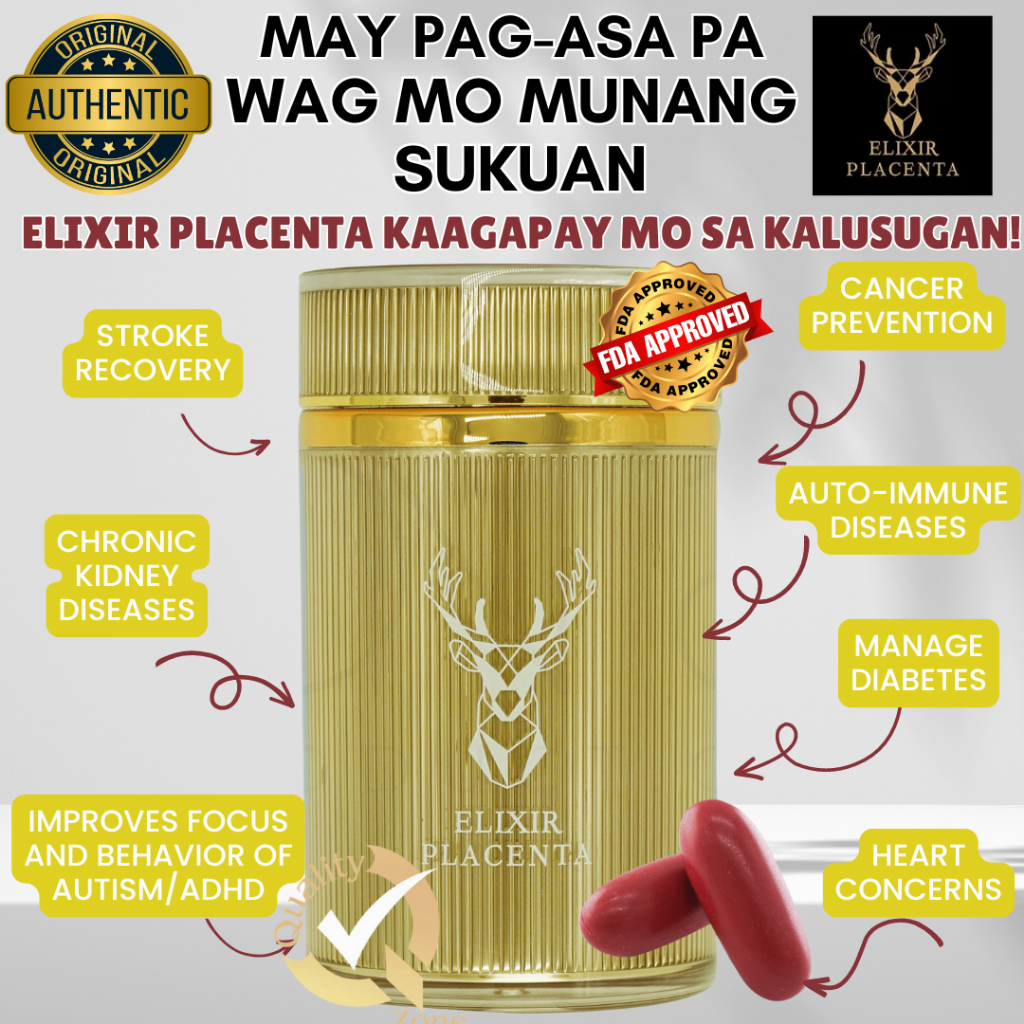 Original GFOXX ELIXIR PLACENTA Stem Cell Therapy Premium 1000mg Softgel ...