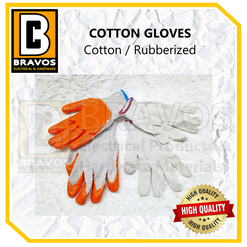 Protective Gloves Cotton Fabric Ordinary Rubberized With Rubber Coating ...